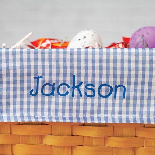 Fox Valley Traders Personalized Blue Gingham Wicker Easter Basket