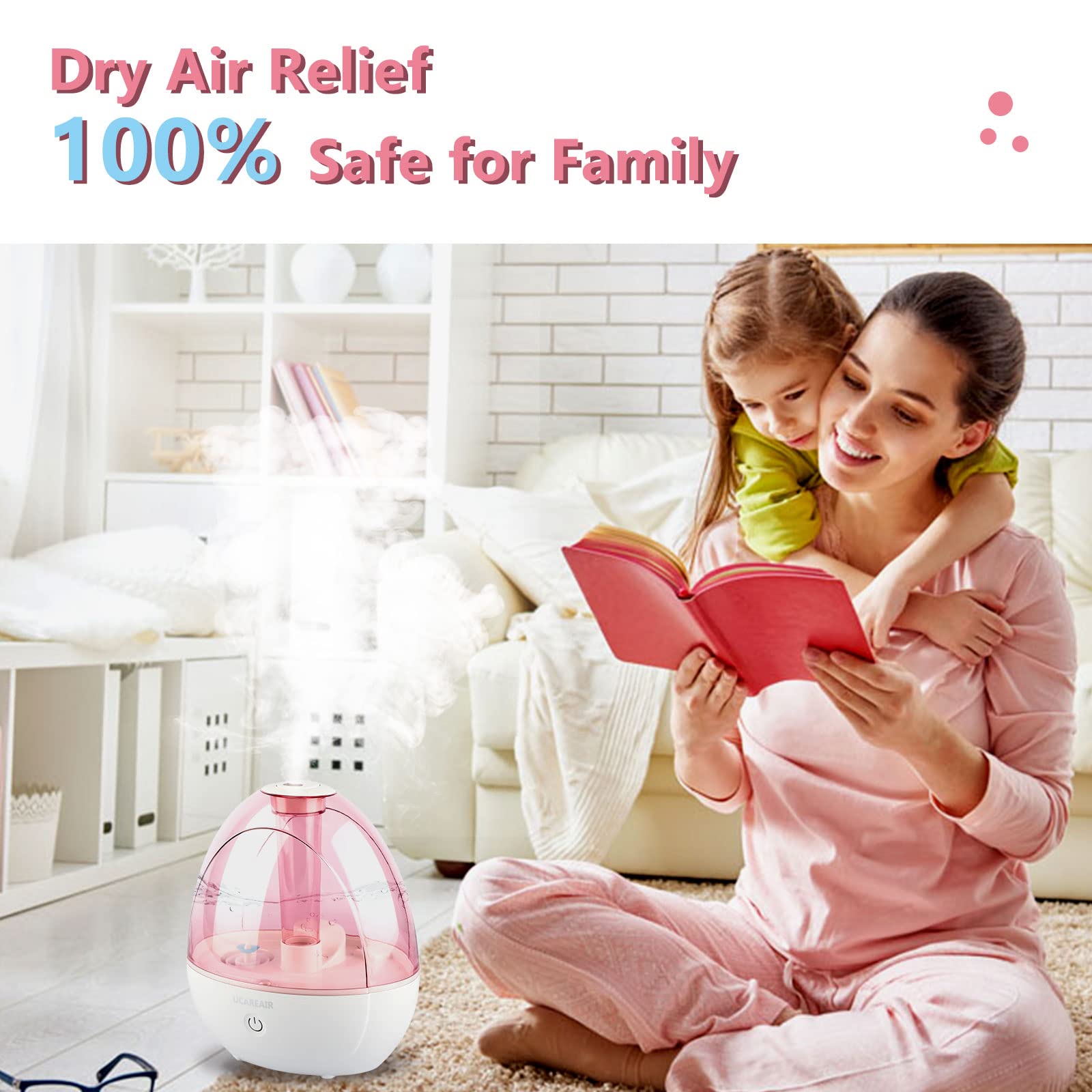 2L Cool Mist Humidifier Pink