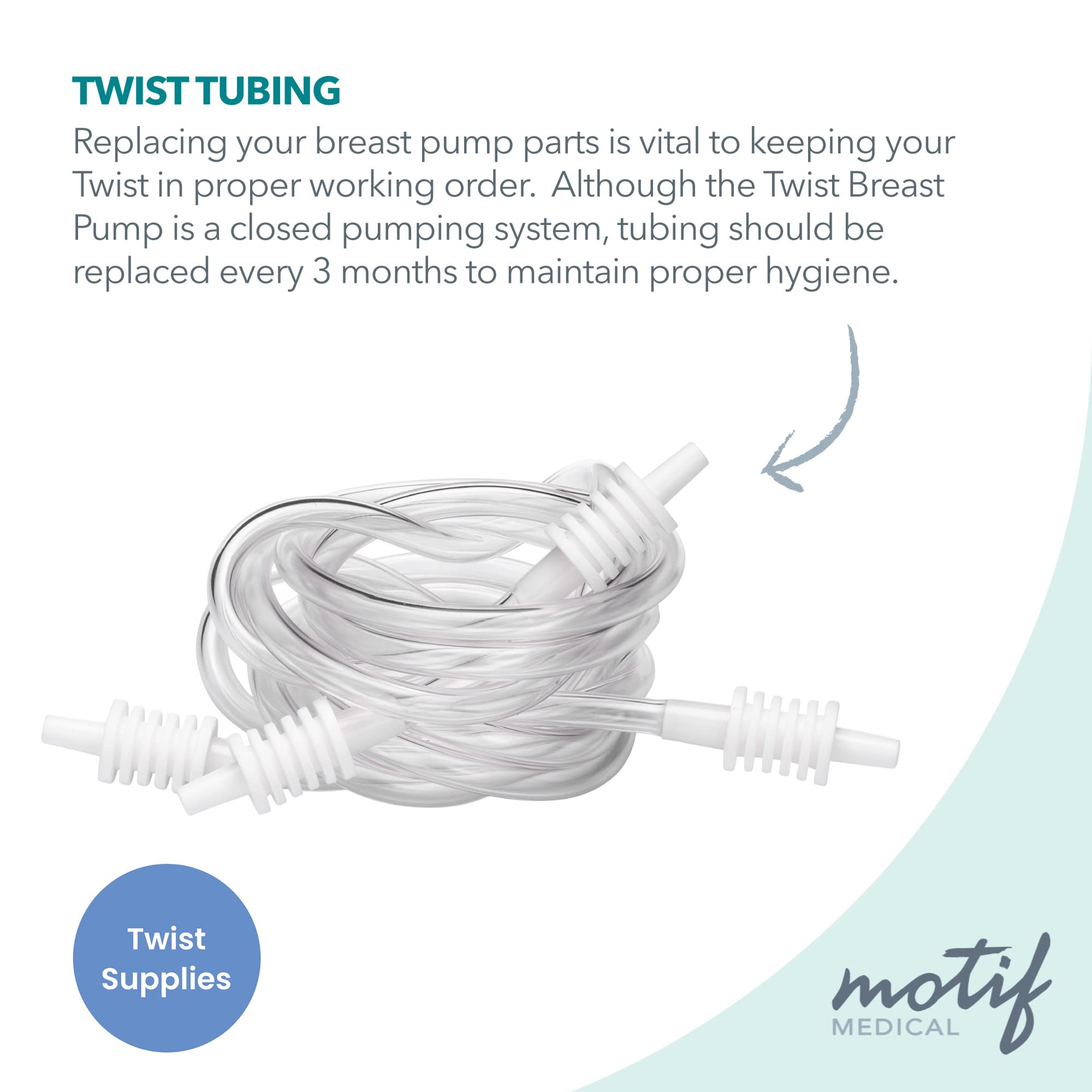 Motif Medical, Set of 2 32" Twist Tubing, Replacement Parts for Twist Breast Pump