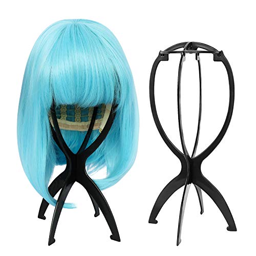 XINMEIFA 6 Pack Wig Stand Portable Wig Holder 14.2 Inches Wig Holder for Multiple Wigs (Black)