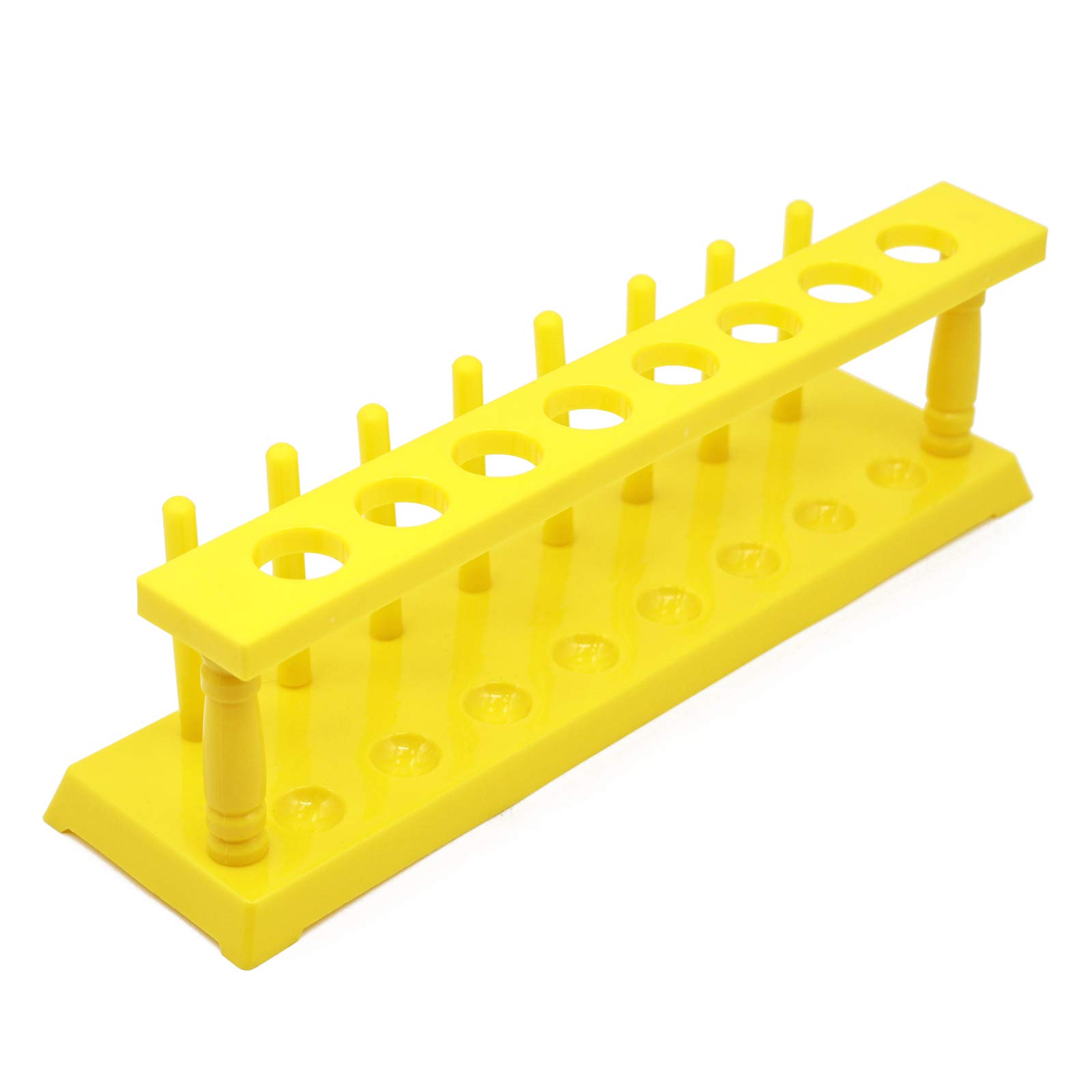 Plastic Test Tube Stand, 2 Pieces Yellow Tube Holder Rack for Laboratory, Detachable, 20mm Hole Diameter (8 Hole)
