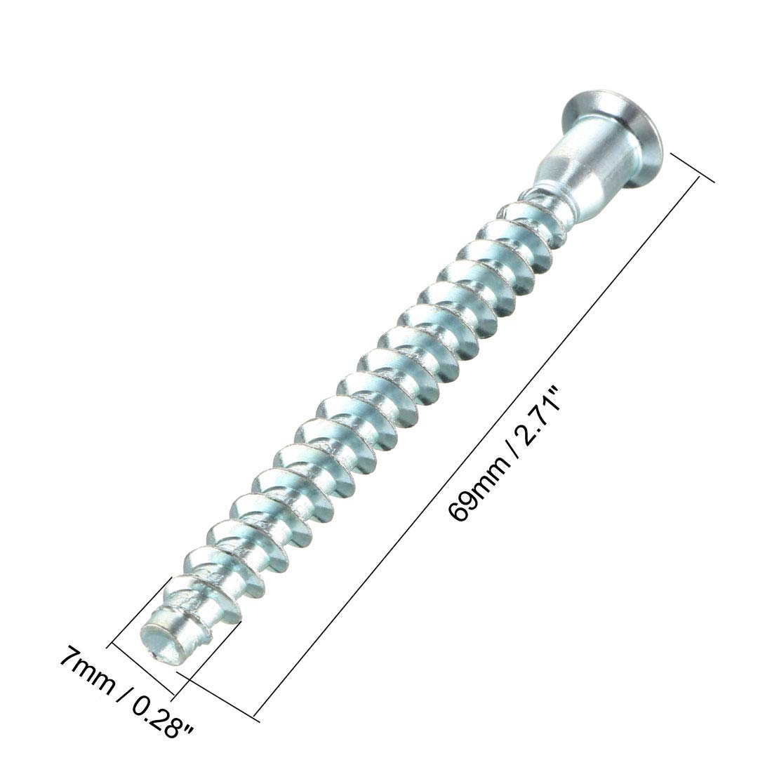 uxcell Furniture Confirmat Screw 7x69mm Hex Socket Wood Screws Zinc Plated 20pcs