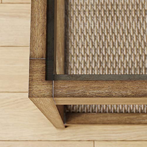Nathan James Nash Modern Solid Wood Accent End or Side Table, Light Brown/Glass 18 in x 18 in x 22 in