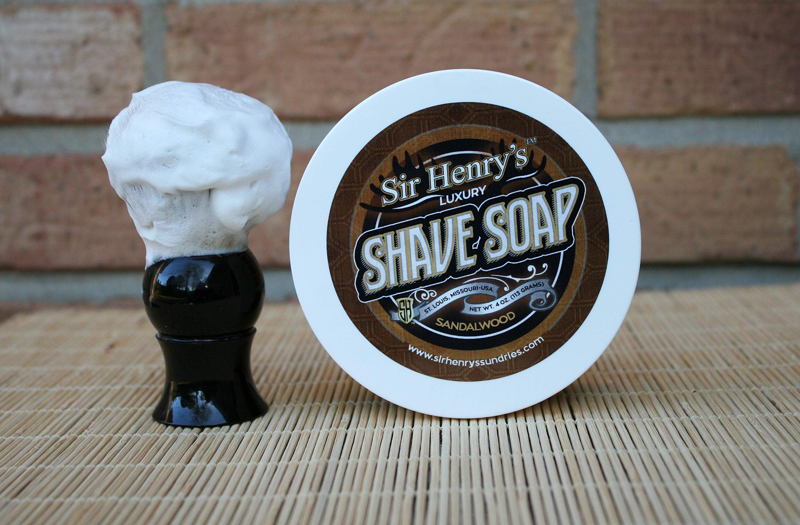 Luxury Shaving Soap with Real Sandalwood, Lavender, and Vanilla Essential Oils. Rich Lather Gives a Smooth Comfortable Shave. Unisex, by Sir Henry's