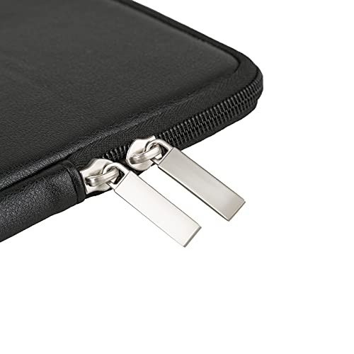 RAINYEAR 11 Inch Laptop Sleeve Soft PU Leather Case Protective Water Resistant Zipper Cover Padded Carrying Bag Compatible with 11.6 MacBook Air Surface for 11" Chromebook Notebook Computer(Black)