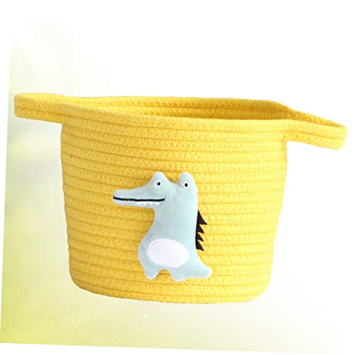 Beatifufu Tv Controller Holder Desktop Sundries Organizer Storage Basket Toy Container Woven Tray Fruit Containers Bracket Storage Box Storage Bucket Storage Rope Cell Phone Yellow Child