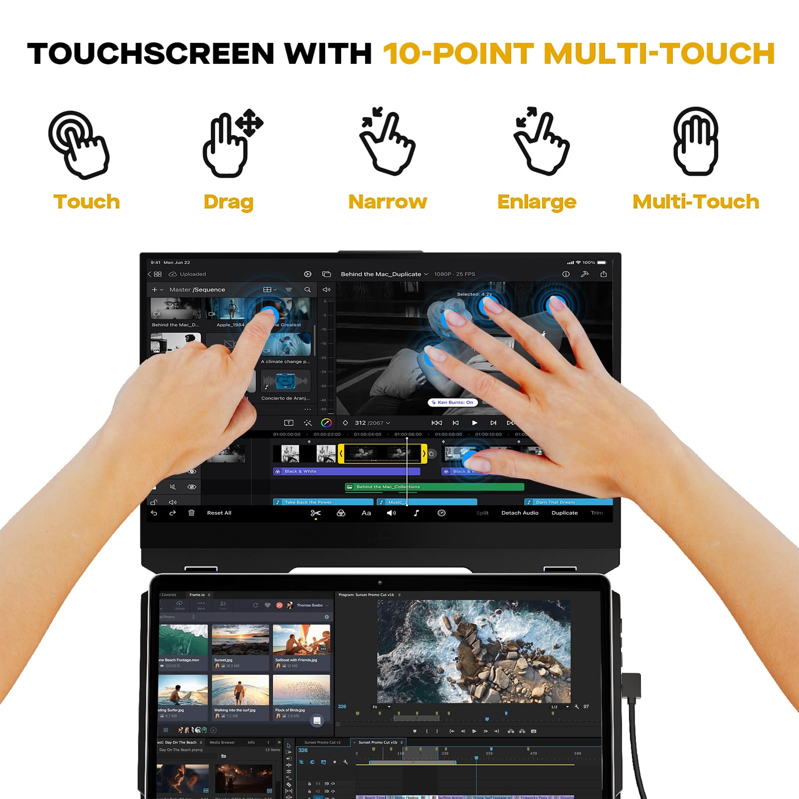 New Mobile Pixels Duex Float Portable Monitor, 15.6" Full HD IPS Dual Monitor for Laptops, USB C/HDMI Plug and Play Portable Screen,Windows/Mac/Android/Switch Compatible