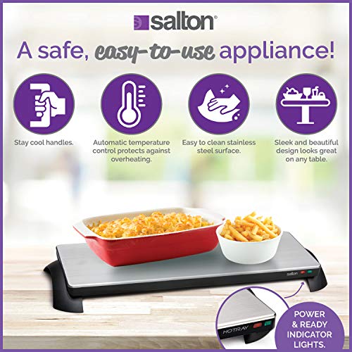 Cordless Warming Tray by Salton | Medium Electric Hot Plate | Cooking, Serving & Warming Tray | 23-3/4β x 7-3/4β Hot Plate