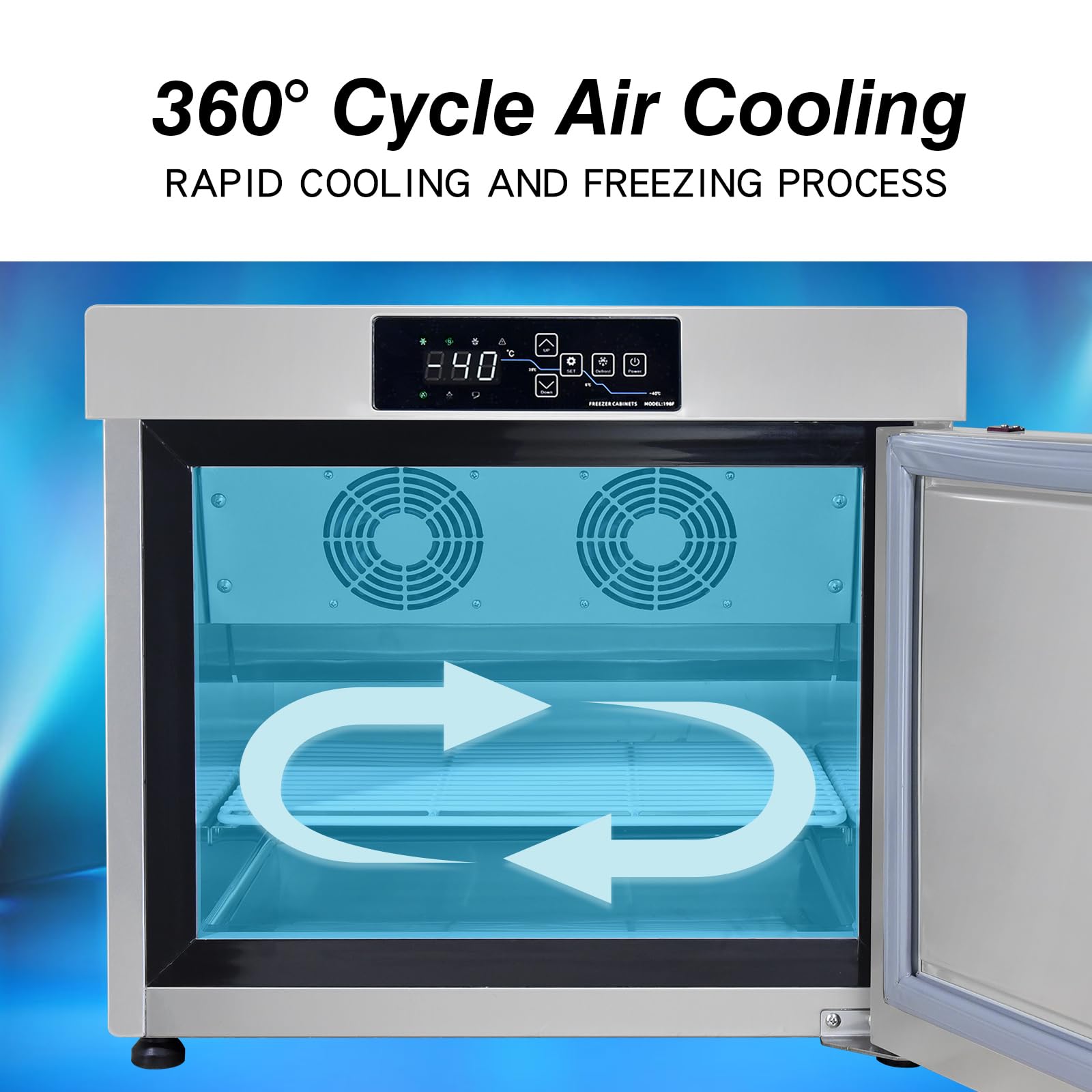 Kolice Commercial Blast Chiller & Freezer, Chest Freezer, Restaurant/Laboratory Blast Freezer, Freezer Cabinets for ice cream, seafood, desserts, meat, dumpling etc. Lowest Temp. -31°F(-35°C), 32L