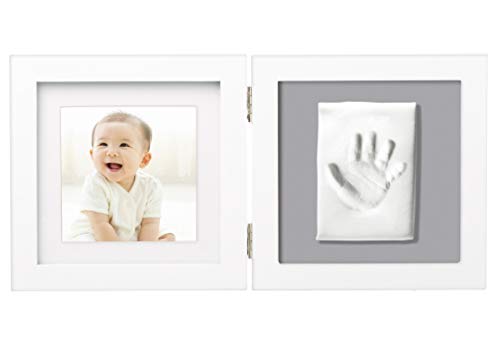 Little Pear Baby's Print Keepsake Desk Frame, Handprint And Footprint Imprint Kit, Folding Tabletop Frame, 4x6 Photo Insert, Gift For New And Expecting Moms, White