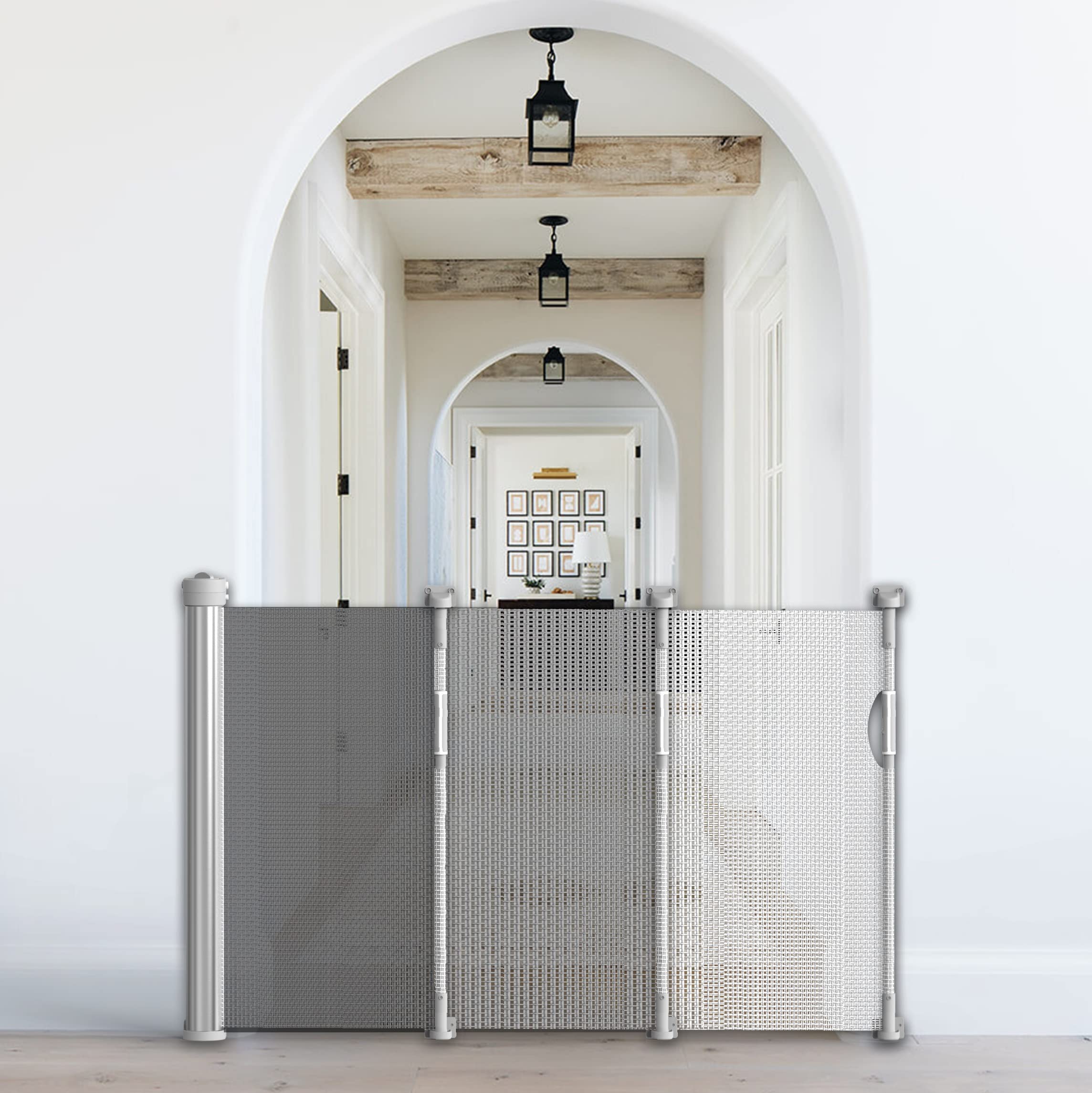 Retractable Baby & Pet Safety Gate, Extra Wide 54" x 34", Indoor & Outdoor, Gray - Jool Baby