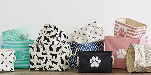 Bone Dry Pet Storage Collection Paw and Bone Print, Small Rectangle, Rose