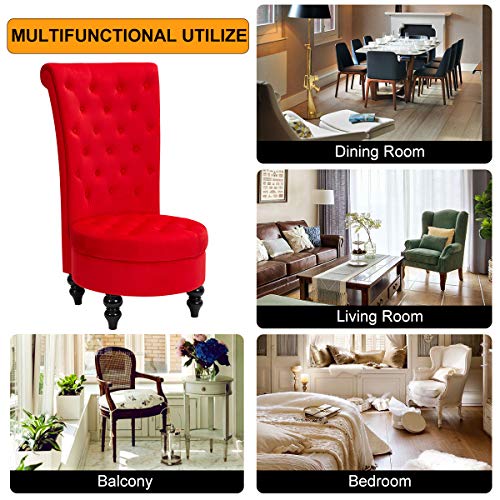 AVAWING Throne Royal Chair Set of 2 for Living Room, Button-Tufted Accent Armless High Back Chair with 24.6 Inch Larger Seat, Thick Padding and Rubberwood Legs, Enthusiastic Red