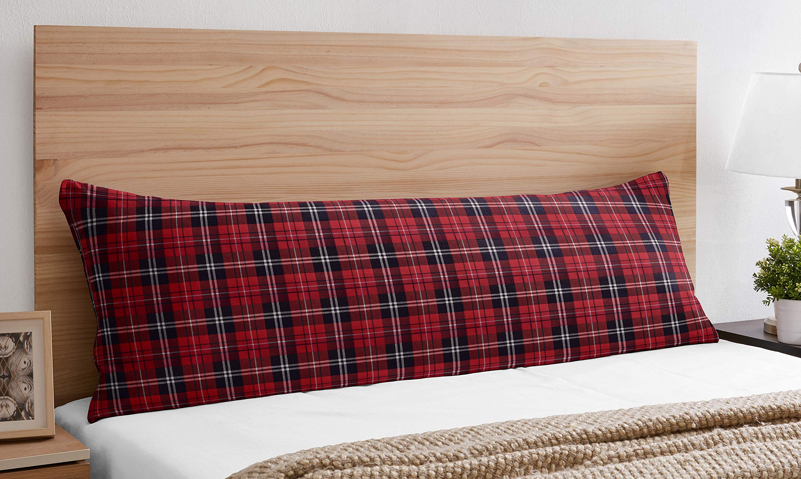 Sweet Jojo Designs Red and Black Woodland Plaid Flannel Body Pillow Case Cover for Rustic Patch Collection (Pillow Not Included)