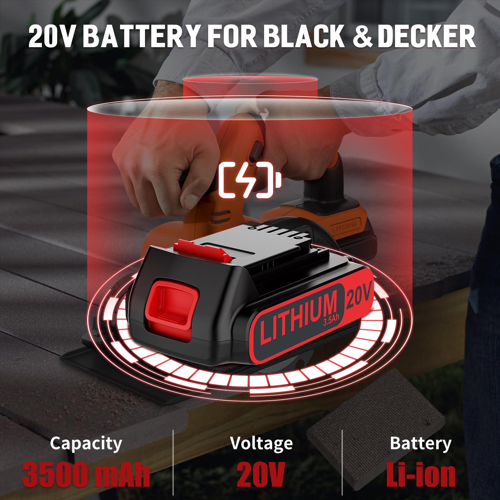 3500mAh LBXR20 Battery for Black and Decker 20V Battery Replacement 20Volt Max Lithium-ion LB20 LBXR20 LBXR2020 20V Lithium-ion Weed Eater Trimmer Cordless Tool Battery 2Pack Just for Black and Decker
