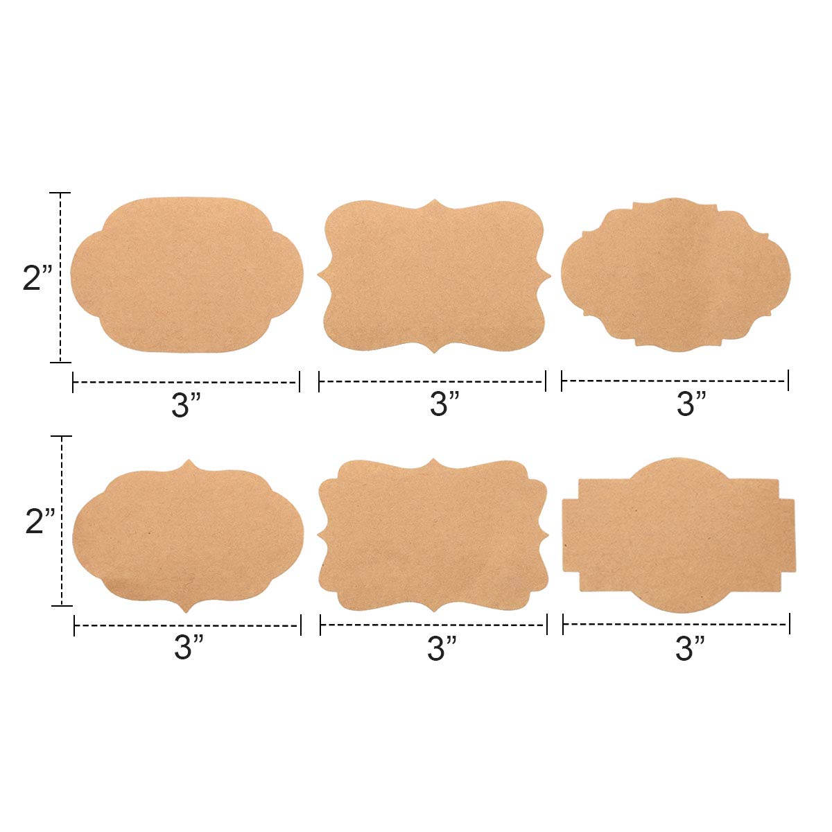 Cualfec Kraft Paper Tag Stickers Blank Labels for Christmas Package, Mason Jars, Bottles, Candle Containers 2" x 3" Large Labels - 100 x 2 Rolls