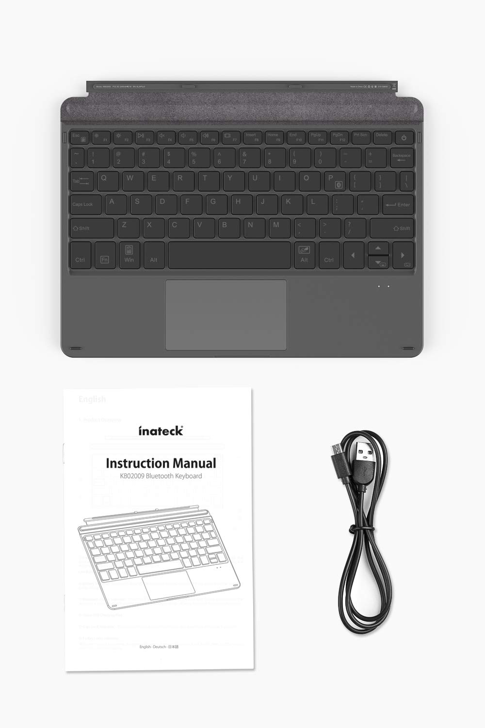 Inateck Surface Go Keyboard, Bluetooth 5.1, 7-Color Backlight, Compatible with Surface Go 4(2023), Surface Go 3(2021), Go 2 (2020), Surface Go 1(2018), KB02009 Black