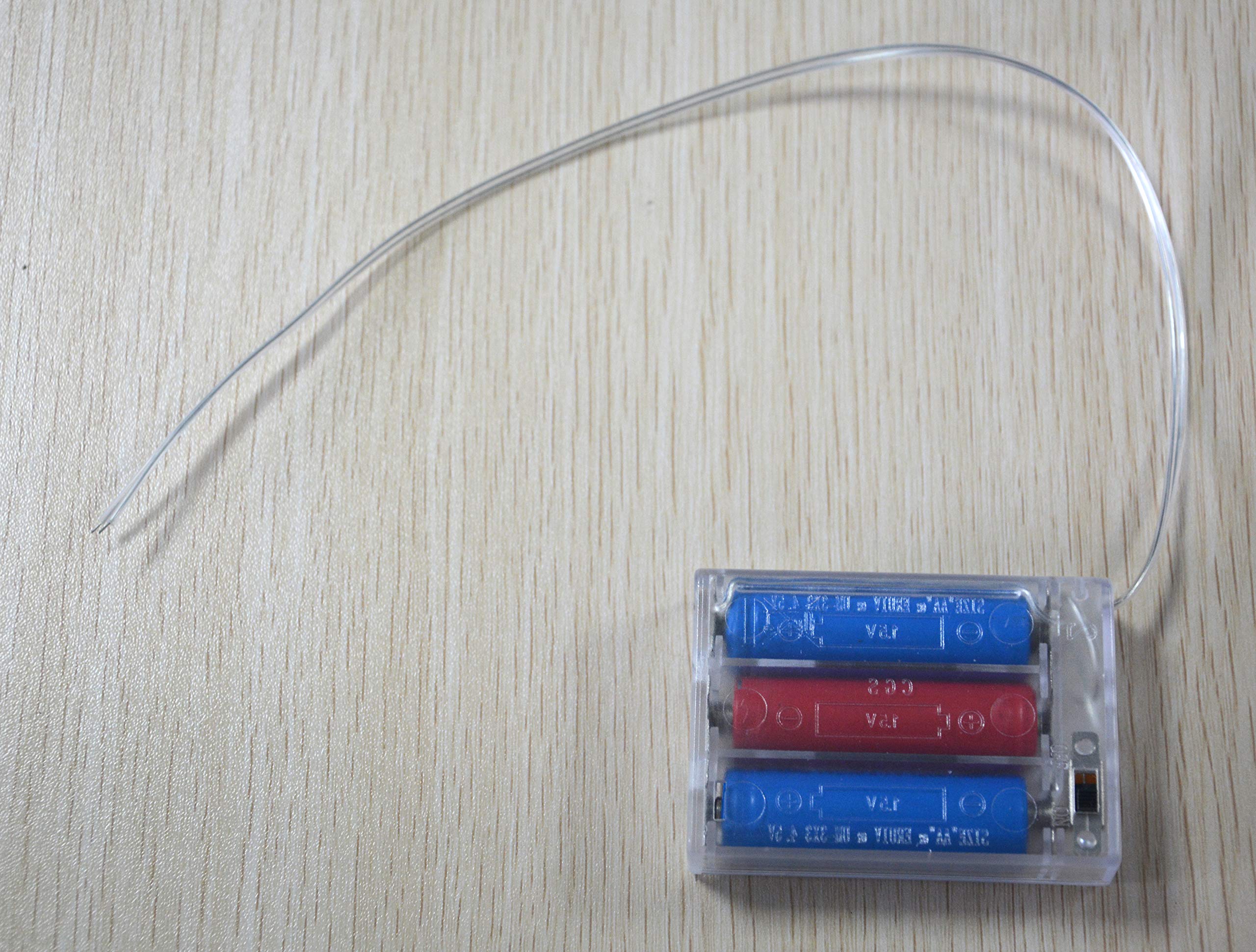 LAMPVPATH (Pack of 4) 3 AA Battery Holder with Switch, 4.5V Battery Holder with Switch, 3X 1.5V AA Battery Holder with Leads and Switch - Transparent