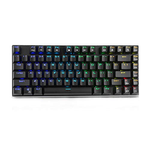 Teerwere Gaming Keyboard 81 Key USB Wired RGB Backlit Blue Switch Mechanical Gaming Keyboard ABS Keycaps Mechanical Gaming Keyboard (Color : Black, Size : One Size)