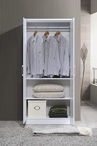 HODEDAH IMPORT Hodedah 2-Door Armoire with 4-Shelves Wardrobe, 17"D x 31.5"W x 73"H, White