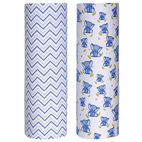 Cuddles & Cribs Baby Receiving Blankets – 100% Cotton Flannel Receiving Blankets - Elephant & Stripes - Pack of 2-30 x 30 Inch