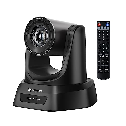 TONGVEO 20X Optical Zoom 60fps PTZ Camera Conference Room USB 1080P Camera System for Church Worship Services Meeting Online Learn, Works with Zoom, Skype OBS Easy to Set Up