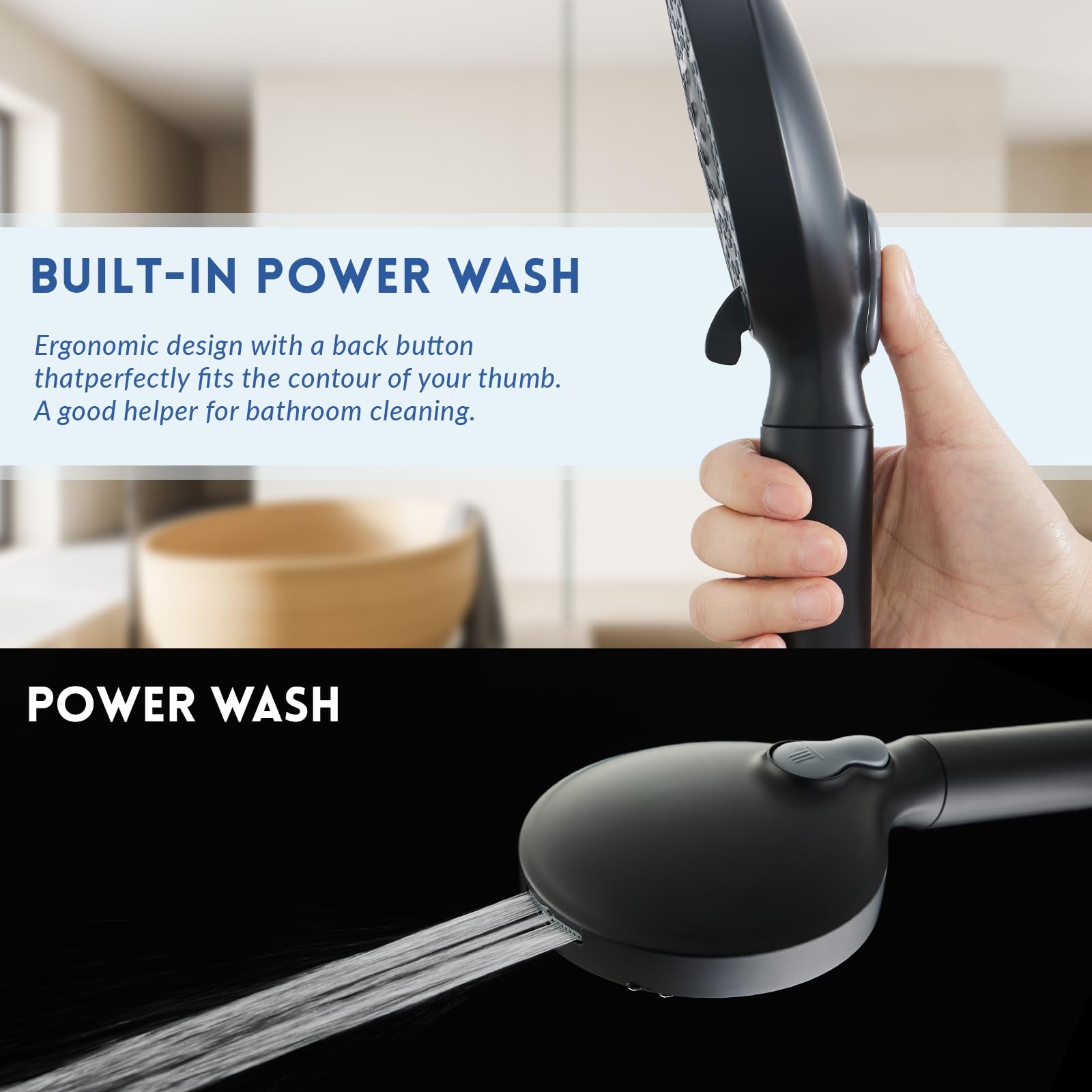 Ryamen Filtered Shower Head with Handheld,Black High Pressure 9 Spray Mode Showerhead with Hose,Bracket and Minerals Stones Replacement Filters for Hard Water,Anti-clog & Powerful to Clean
