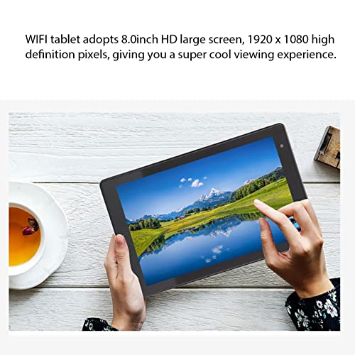 8Inch Tablet, Android Tablets 4GB RAM 64GB ROM HD Large Screen WIFI Tablet, 8000mAh Battery, 3 Card Slots, Dual Card Dual Standby, 8MP 16MP Camera, 1920×1080 Display, Support 128GB TF Card(Black US)