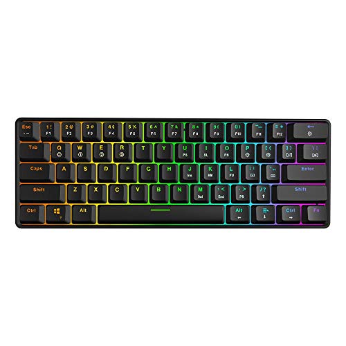 Teerwere Gaming Keyboard 61Keys Optical Axis RGB Waterproof Mechanical Keyboard Type-c Programmable Gaming Ultra-Performance Mechanical Gaming Keyboard (Color : Black, Size : Red Switch)