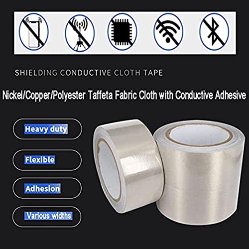 ADSWIN Faraday Tape,Copper Nickel Plated Conductive Electrode Tape Fabric,RF/EMI/EMF Shielding,Grounding(Size:50mmX50m/2inX164ft) (Color : 50mmX50m/2inX164ft)