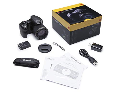 Kodak PIXPRO Astro Zoom AZ652-BK 20MP Digital Camera with 65X Optical Zoom and 3" LCD (Black) (Renewed)