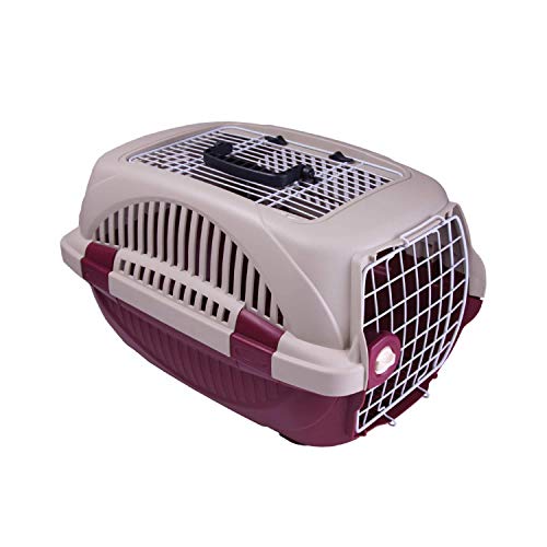 Choco Nose Travel Kennel Set - Durable Top Load Pet Carrier/Crate for Animals Under 12 Lb, Small Dogs/Puppy/Cat/Rabbit- Includes Patented No Drip Water Bottle, Portable Water Bottle + Food Bowl, Red
