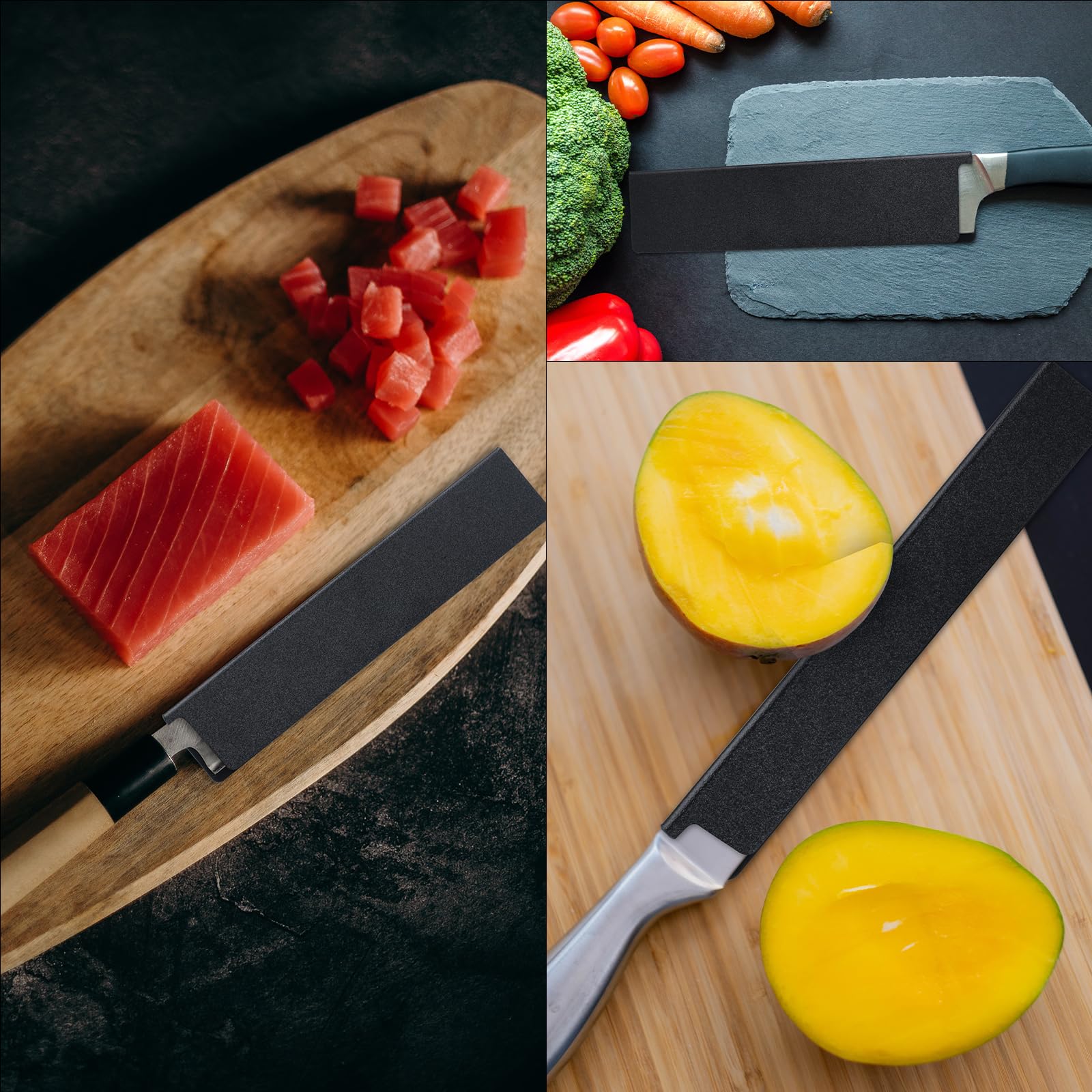 Knife Guards, 4pcs Universal Knife Edge Guards Set, Kitchen Knife Cover Sleeves, Kitchen Knives Edge Guards, Knife Sheath, Knife Protectors Covers, Black Knife Blade Guards Protector