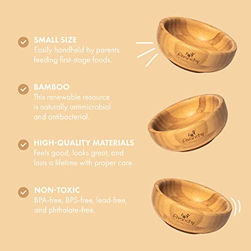 Avanchy® Bamboo Baby Bowls MINI Prep Bowl Set for Babies Kids Toddler for Feeding Food 4 oz, 2 Pack