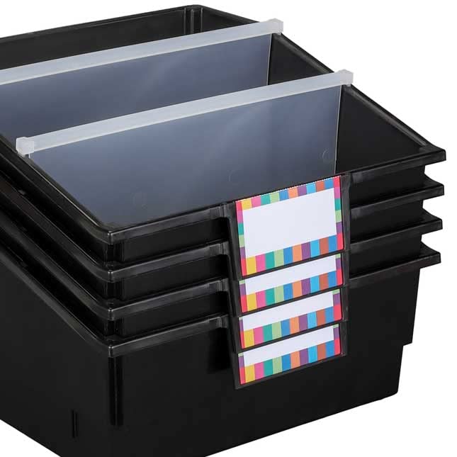 Really Good Stuff 4-Pack Single-Color Picture Book Classroom Library Bins with Dividers