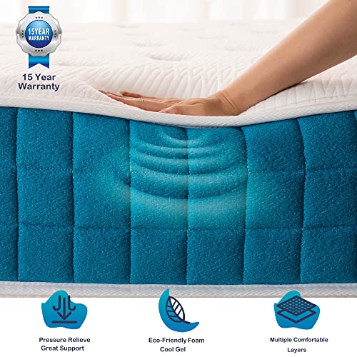Askme King Mattress 10 Inch Hybrid Mattress Bed in a Box,Medium Firm Cooling Gel Memory Foam Mattress with Individually Wrapped Pocket Coils for Motion Isolation and Pressure Relief, CertiPUR-US