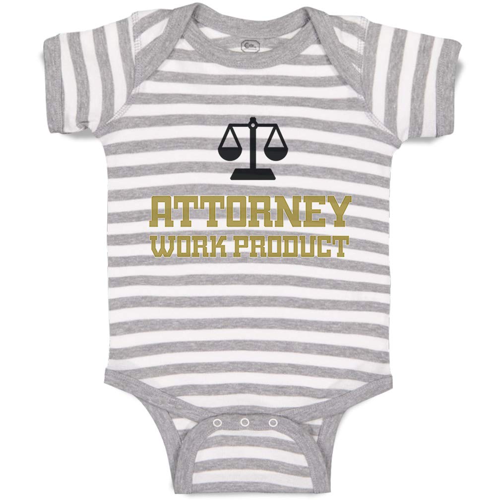 Custom Personalized Baby Bodysuit Attorney Work Product Style C Funny Humor Funny Cotton Boy & Girl Striped Baby Clothes Stripes Gray White Design Only 6 Months
