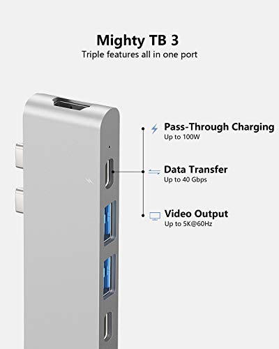 Purgo USB C Hub for MacBook Pro 13 M2 Air 2022/2021-2018, MacBook Adapter with 4K HDMI, 100W PD, 40Gbps TB3 5K@60Hz, USB-C, 2 USB 3.0 and SD/Micro Card Readers