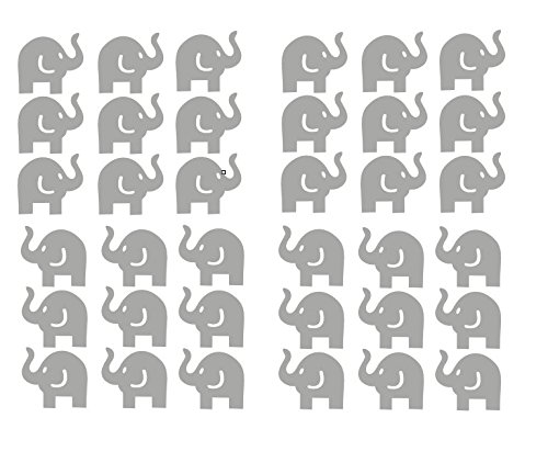 Cute Elephant Decal -36 Set Elephant Wall Decor Stickers for Kids Bedroom- Art Vinyl Removable Nursery Room Wall Decals (Light Gray)