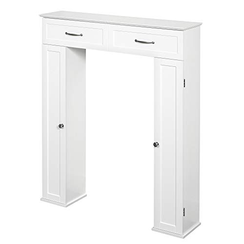 Zenna Home Lift Top Storage Console Cabinet Bathroom Spacesaver, White