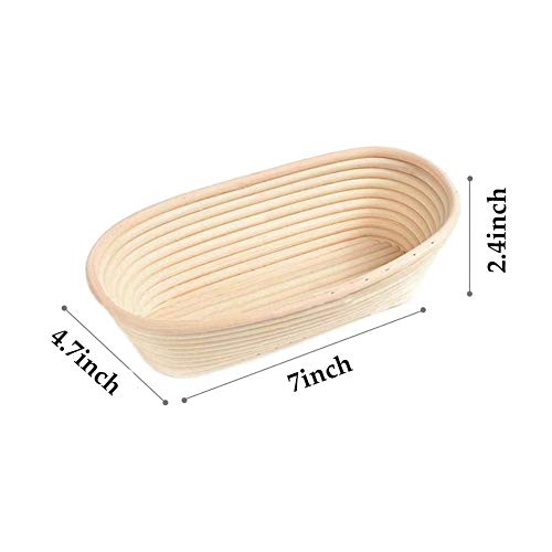 7 Inch Premium Oval Banneton Basket With Liner Perfect Rattan Brotform Dough Proofing Baskets For Making Beautiful Bread Set Of 2