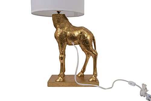 Creative Co-Op Resin Giraffe Table Lamp with Linen Shade, Distressed Gold