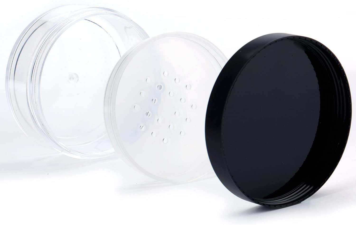 Dele 50g Plastic Empty Powder Puff Case Portable Makeup Case Travel Kit Blusher Cosmetic Makeup Containers with Sifter And Lids (Pack Of 8)
