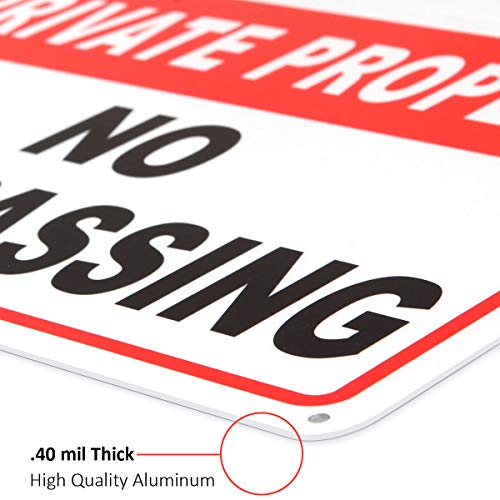 Abuff Private Property Sign, 10-Pack No Trespassing Aluminum Warning Sign - 10"x 7" .04"- Outdoor Use for Home Yard Business Driveway Alert, Reflective, UV Protected & Waterproof