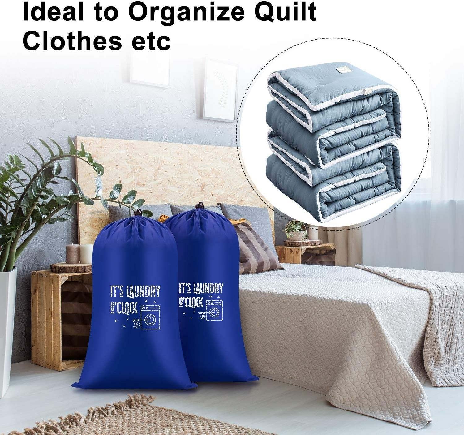 It's Laundry O'clock | XL Laundry Bag | 28" x 40" |Black (Blue)