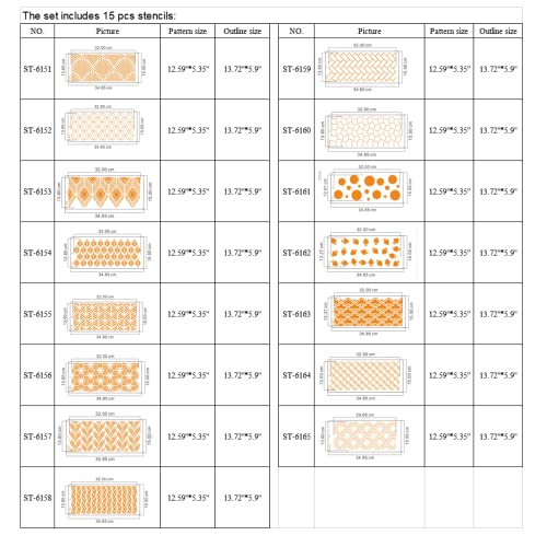 AK ART KITCHENWARE 15 PCS Plastic Airbrush Cookie Cake Stencils for Cake Decoration Fondant Decorating Stencils for Wall Painting Drawing Stencil Set Cake Tools ST-6151~6165