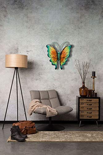 Bownew Butterfly Wall Decor Metal Outdoor Garden Hanging Art Insect Theme Decorations for Home, Yard and Patio - Yellow