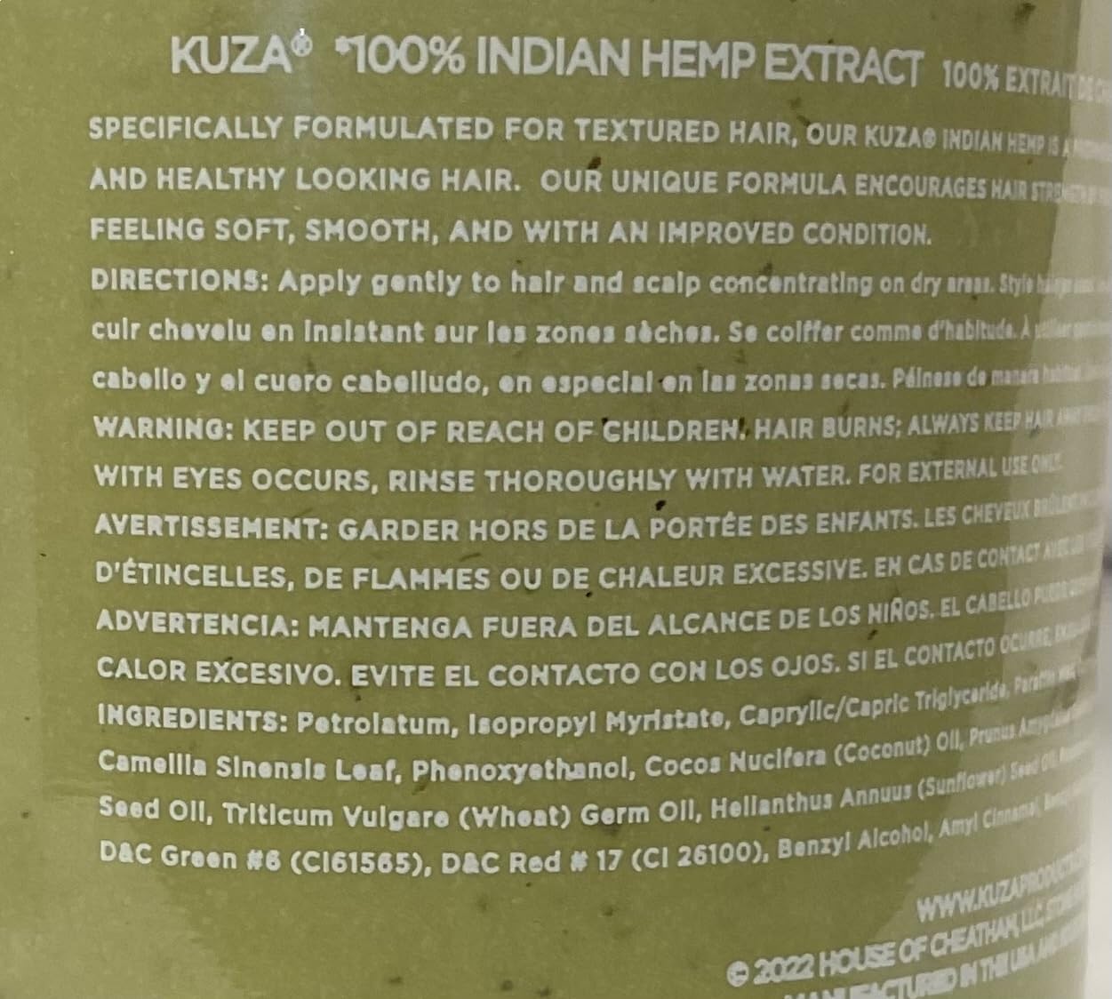 KUZA Indian Hemp Hair and Scalp Treatment, 8 oz (3PCS)