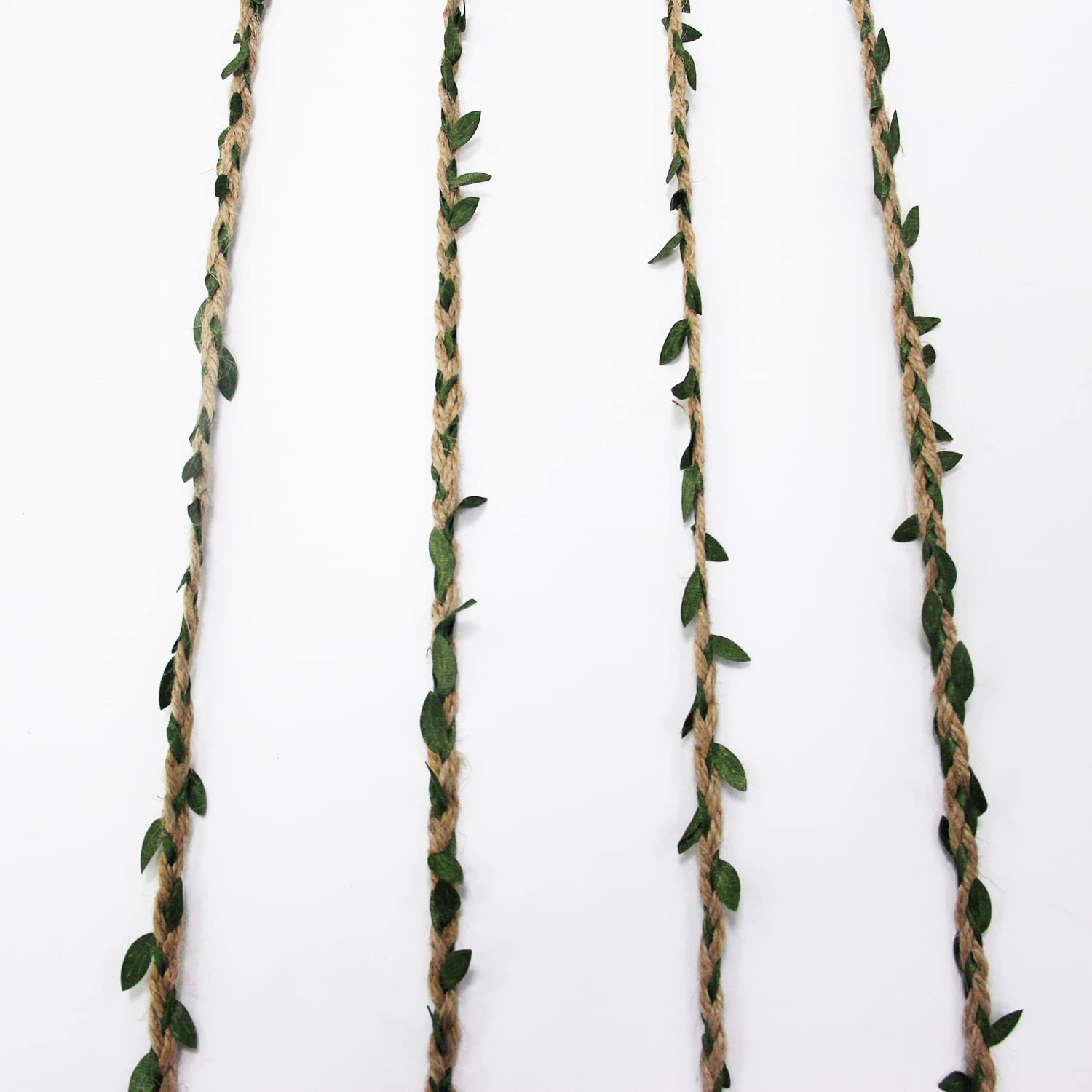 Mawinlak 66Ft Leaf Jute Twine 5mm Burlap Ribbon Artificial Vines with Burlap String Jungle Leaf Decorative Greenery for Gift Wrapping DIY Crafts Wedding Home Garden Party(Green & Yellow, 66)