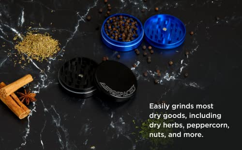 Aerospaced 2-Piece Grinder 6061 Aircraft-Grade Aluminum, 30 Razor-Sharp Diamond Teeth, Scratch-Resistant Anodized Finish, Secure Magnetic Lid, Airtight Seal - Enhance Your Cooking